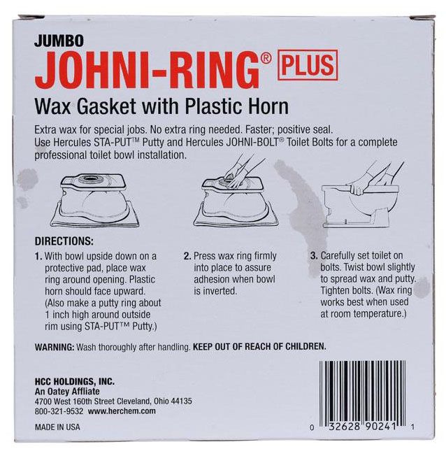HERC 90241 JUMBO JOHNI-RING WAX RING W/ HORN FOR 3" & 4" LINES - APFS