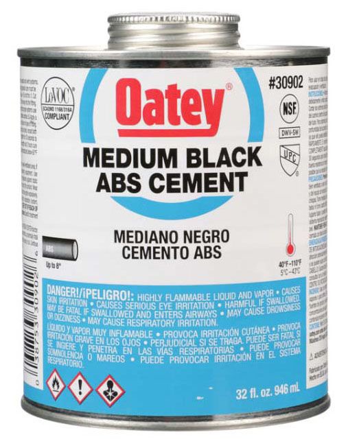 OATEY 32OZ (LARGE) BLACK ABS CEMENT 1 QUART - APFS