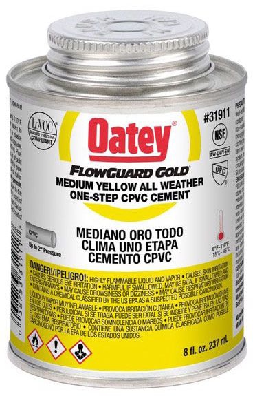 OATEY 8oz Flowguard Gold (Small) Yellow Cpvc Cement 1/2 Pint - APFS