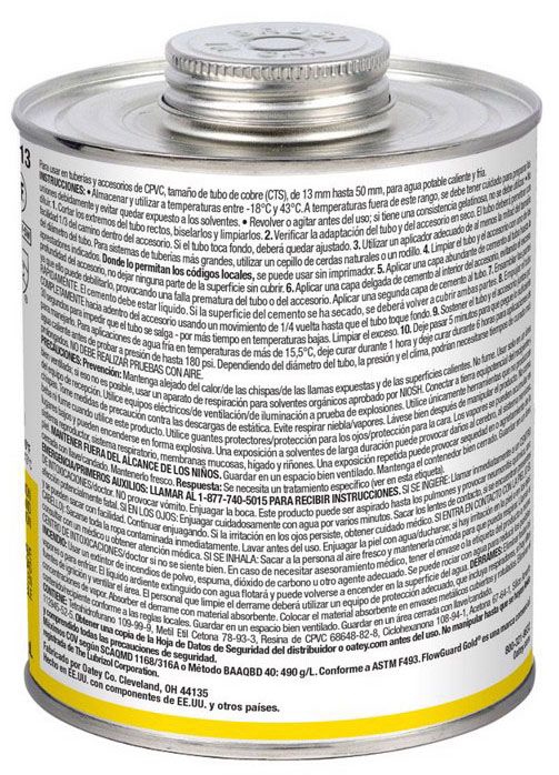 OATEY 31913 32OZ FLOWGUARD GOLD (LARGE) YELLOW CPVC CEMENT 1 QUART - APFS